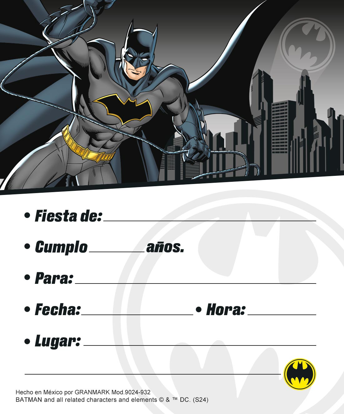 9024-932 Invitación Batman - Granmark